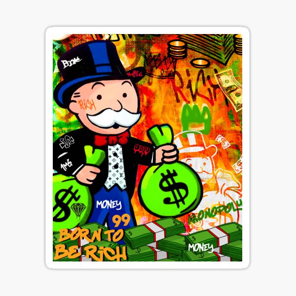 "Monopoly rich Man Graffiti Money Art Design " Sticker for Sale by ...