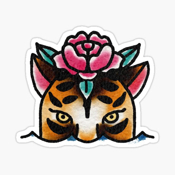"Tiger Old School" Sticker for Sale by LisetteAker | Redbubble