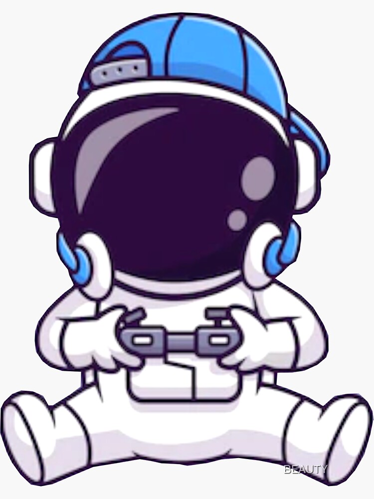 " Cute astronaut gaming carrying a joystick cartoon" Sticker for Sale ...