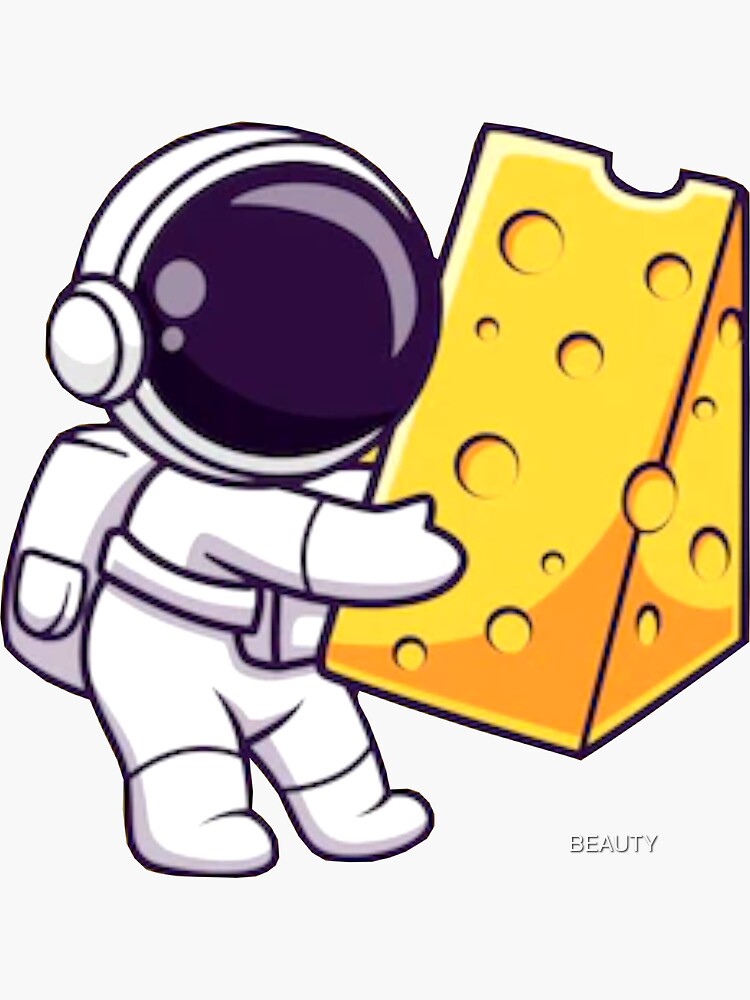 " Cute astronaut carrying cheese cartoon" Sticker for Sale by ...