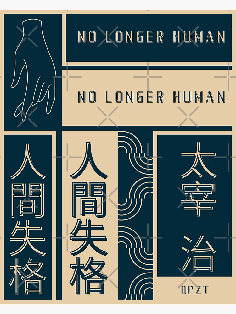 "No Longer Human (Dazai Osamu) Dark Blue & Cream" Sticker for Sale by ...
