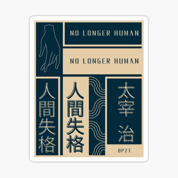 "No Longer Human (Dazai Osamu) Dark Blue & Cream" Sticker for Sale by ...