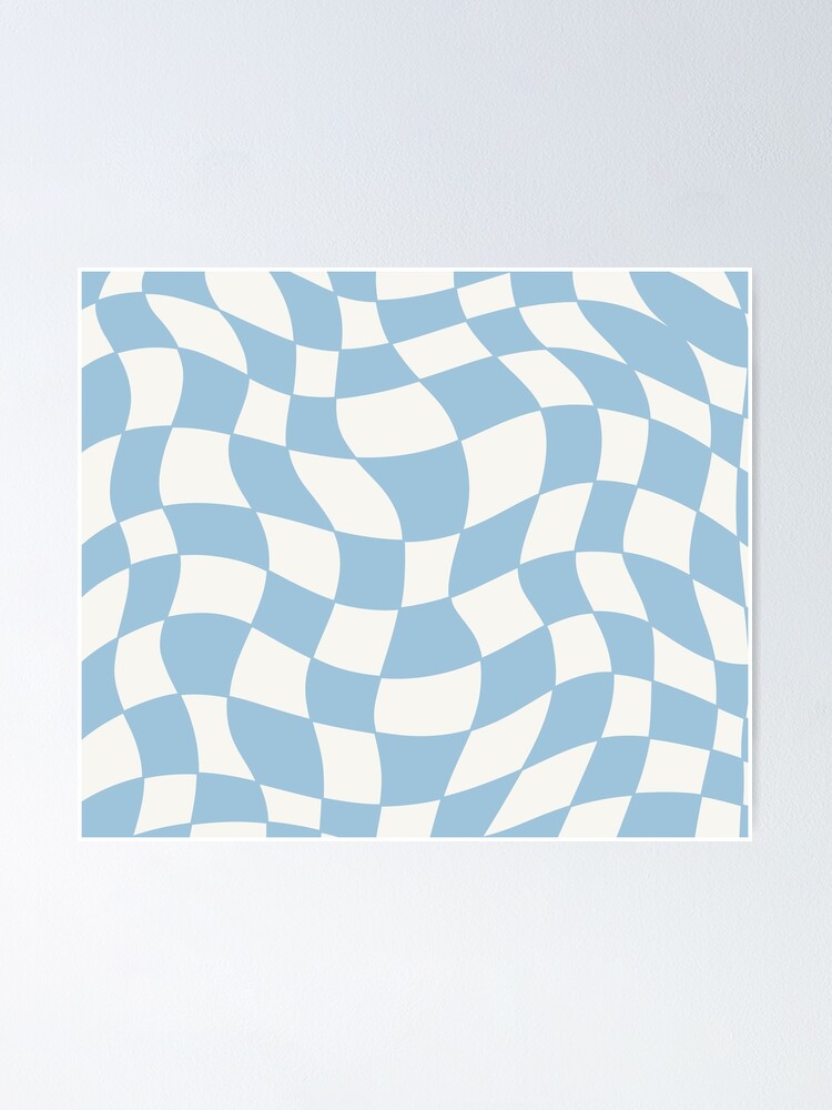 "Light Blue Groovy Distorted Wave Checker Grid" Poster for Sale by ...