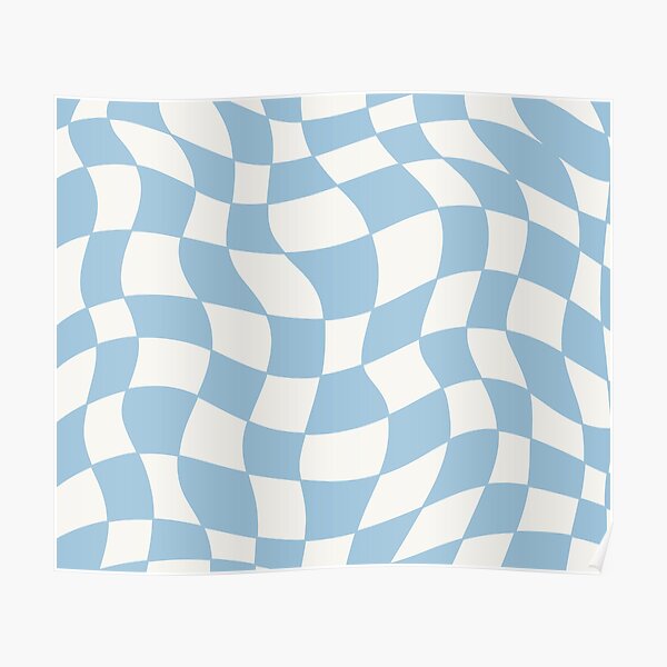 "Light Blue Groovy Distorted Wave Checker Grid" Poster for Sale by ...