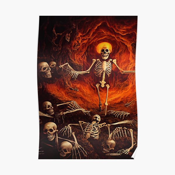 "Skeletons in Hell Fire, Image digital creation with paint style look ...