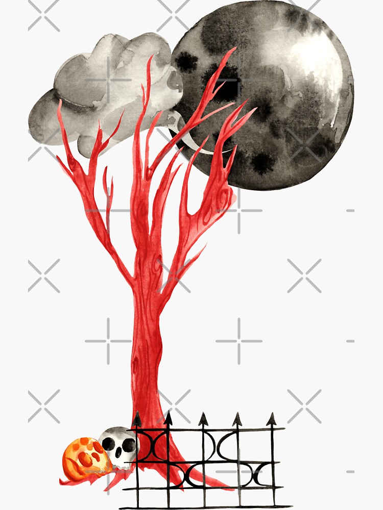 "Dark full moon midnight cemetary dead tree" Sticker for Sale by ...