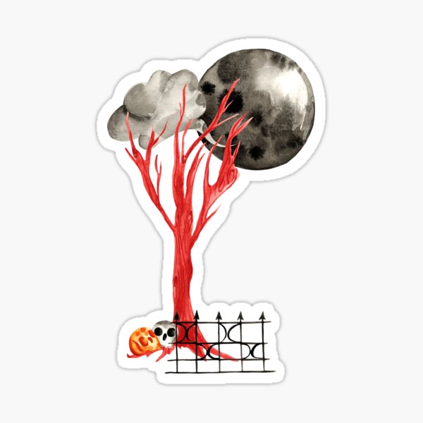 "Dark full moon midnight cemetary dead tree" Sticker for Sale by ...
