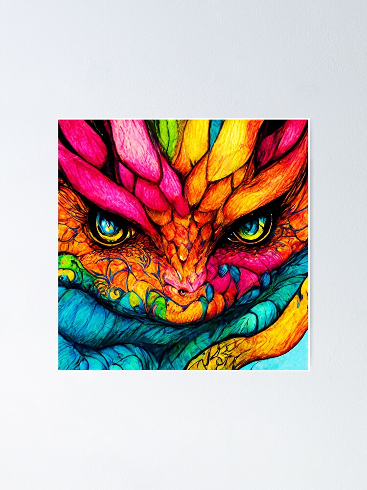 "colorful dragon Face eye" Poster for Sale by Ashokanim111 | Redbubble