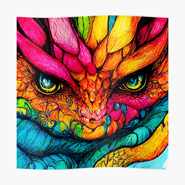 "colorful dragon Face eye" Poster for Sale by Ashokanim111 | Redbubble