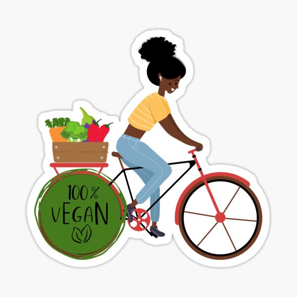 "Vegan Girl Cycling" Sticker for Sale by SergioIDesigns | Redbubble