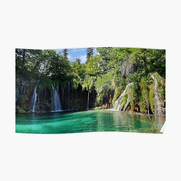 "lake with Waterfalls" Poster for Sale by stnago22 | Redbubble