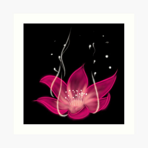 "Flower Spirits In The Forest - drawing with glow effect" Art Print for ...
