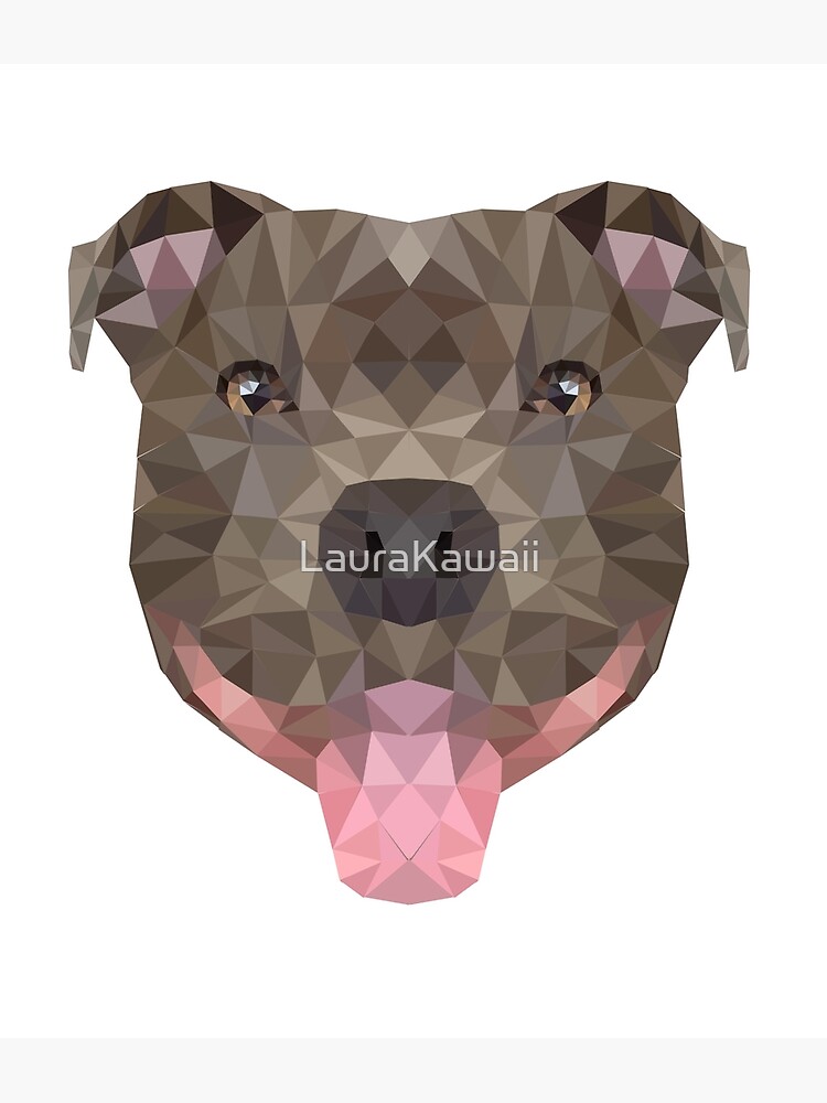 "Low-Poly Smiling Staffy Face" Art Print by LauraKawaii | Redbubble