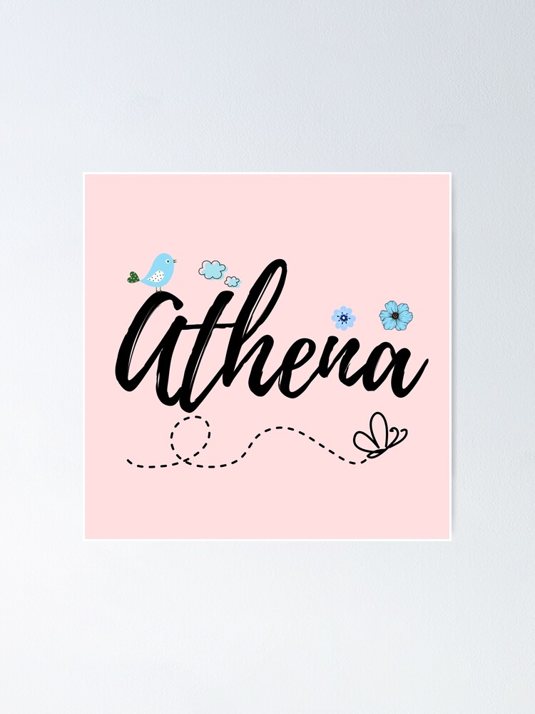 "Athena Name Baby Child Girl Pretty Flowers | Name Design Pink Blue ...