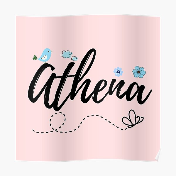 "Athena Name Baby Child Girl Pretty Flowers | Name Design Pink Blue ...