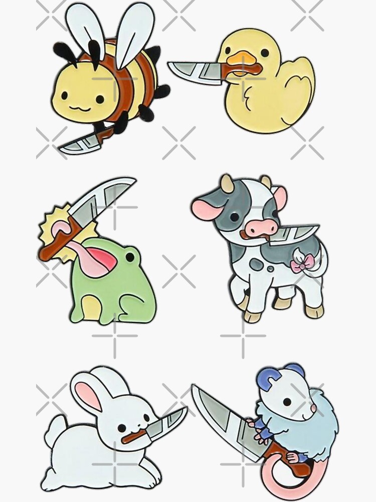 "Cute animals with knife" Sticker for Sale by Best4u7 | Redbubble