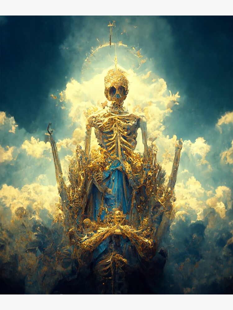 "Skeleton god wearing a golden crown sky blue" Poster for Sale by H2O ...