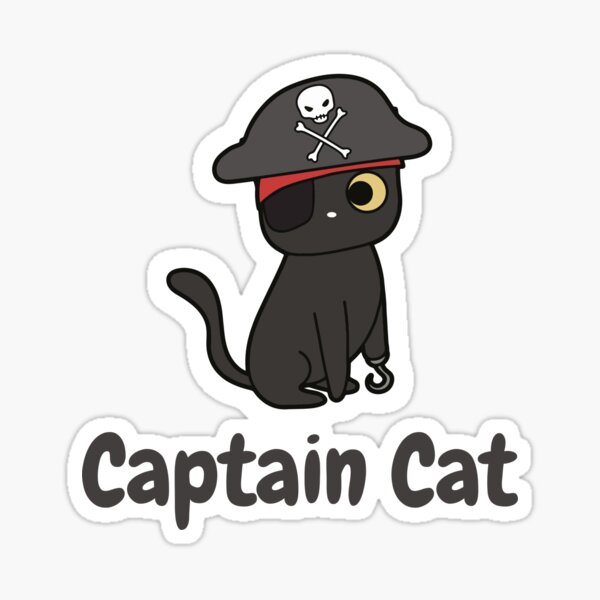 "Captain Cat Pirate Cat" Sticker for Sale by Holyhands | Redbubble
