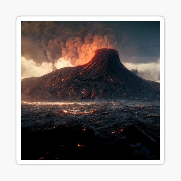 "scorched erupting volcano" Sticker for Sale by Studio-Hunyadi | Redbubble