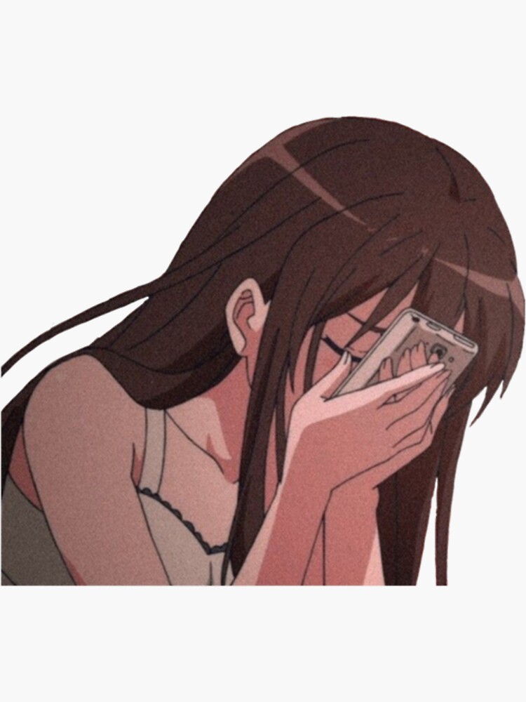 "Cute Anime girl blushing " Sticker for Sale by ThreeEightyBout | Redbubble