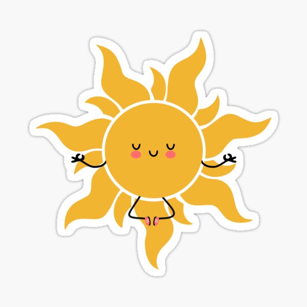 "cute meditation sticker, sunshine sticker, sun decal, journal hydro ...