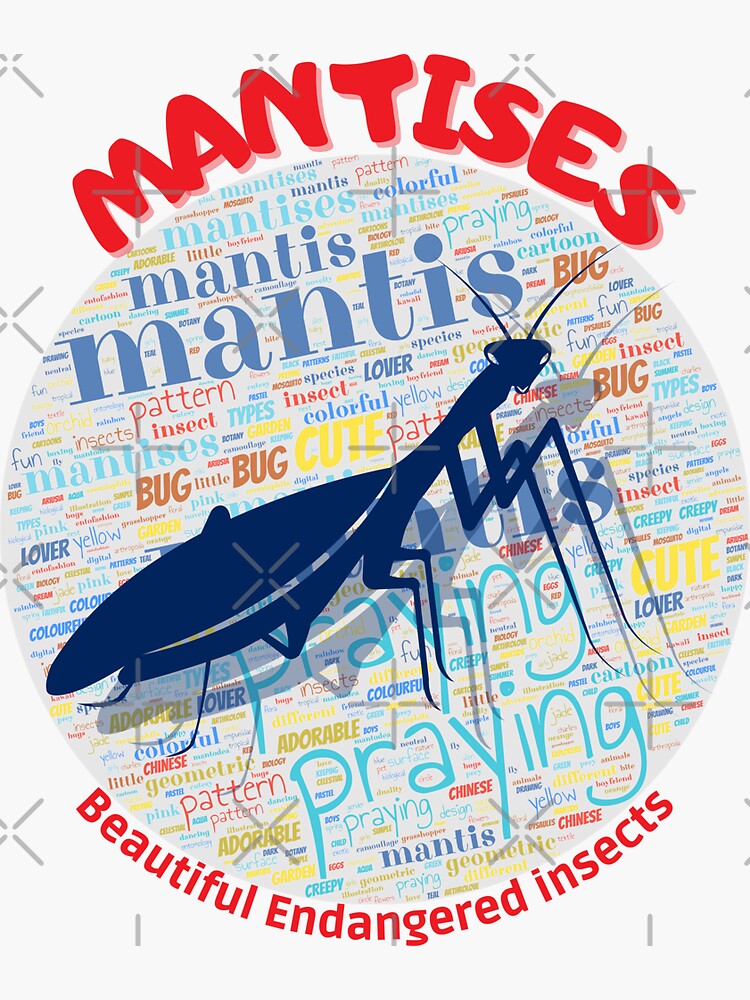 "Endangered Praying Mantises" Sticker for Sale by yassooarts | Redbubble