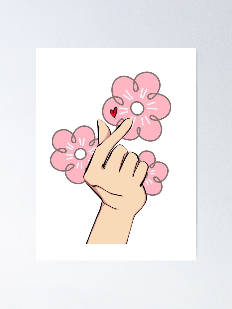 "Finger heart kawaii japanese sakura flower" Poster for Sale by Vissy ...
