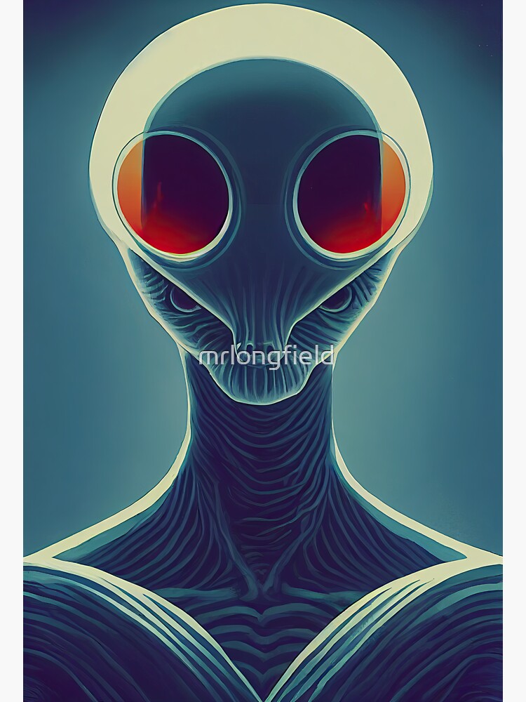 "Friendly looking alien. Image digital creation with paint style ...