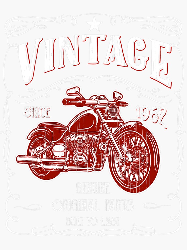 "60th Birthday 1962 Gift Vintage Classic Motorcycle 60 Years" Sticker ...