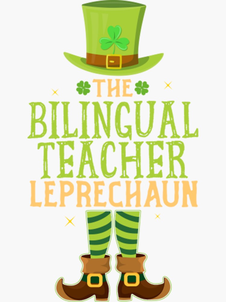 "Happy St Patricks Day Bilingual Teacher Leprechaun" Sticker for Sale ...