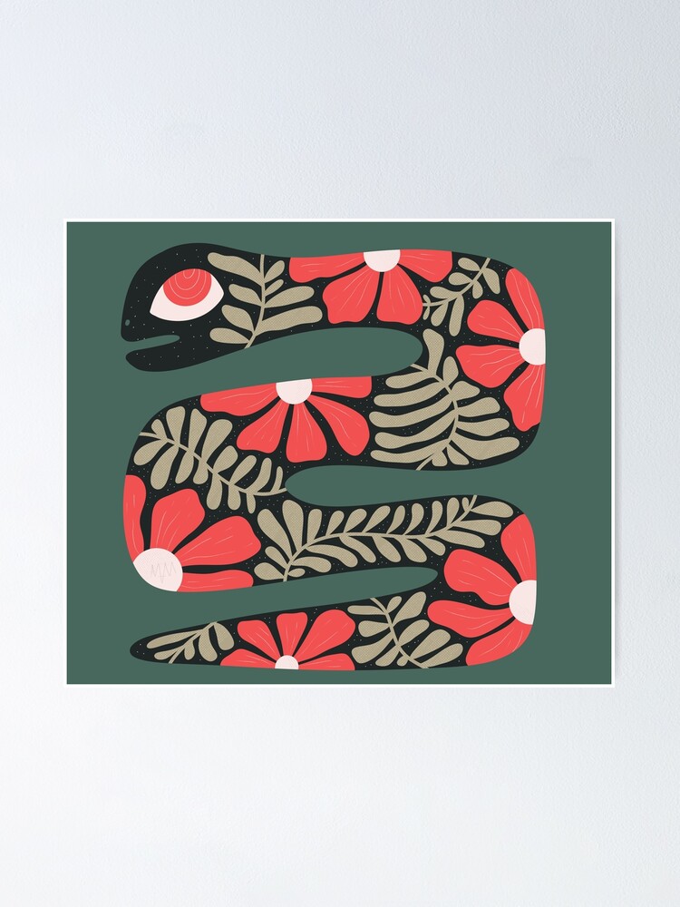 "Floral Folk Serpent - Modern Snake art" Poster for Sale by annanasanna ...
