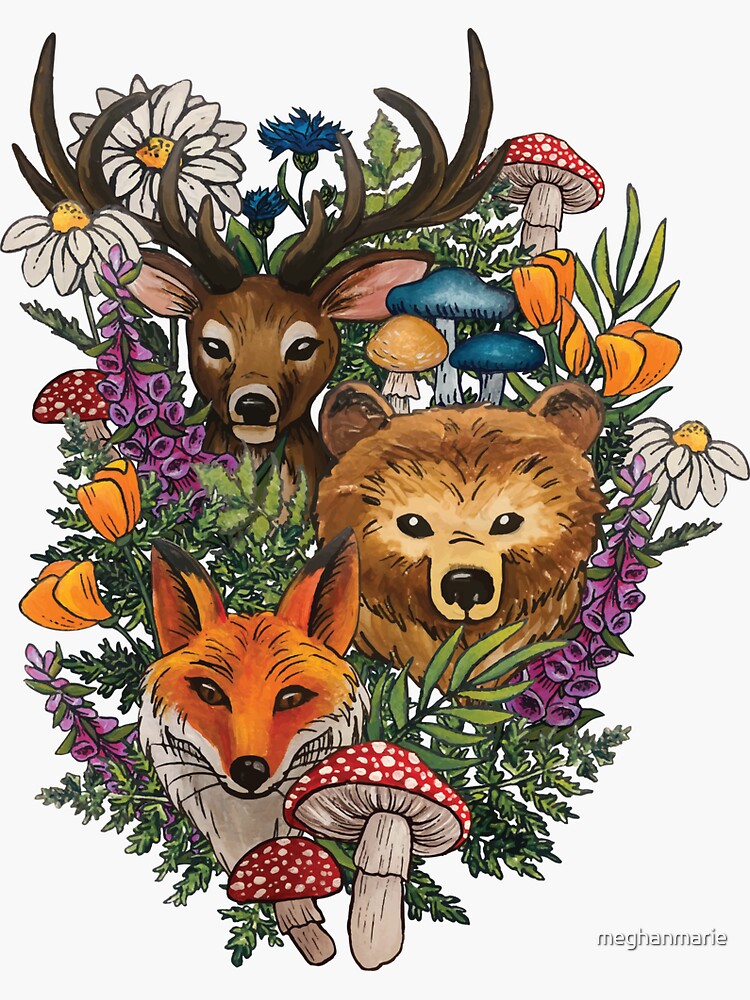 "Northwest Wildflowers & Animals" Sticker for Sale by meghanmarie ...