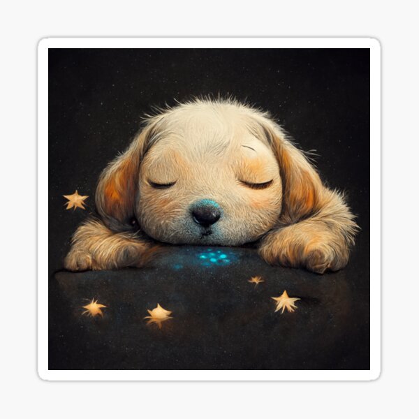 "Snoozing Puppy" Sticker for Sale by Kazaiart | Redbubble