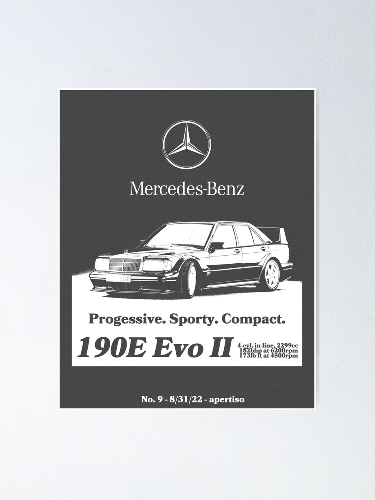 "Mercedes 190E Evo II (Black)" Poster for Sale by apertiso | Redbubble
