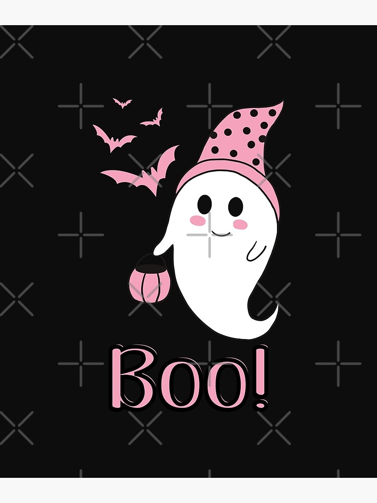 "Cute Pink Halloween Ghost" Poster for Sale by HappyLifeCreate | Redbubble