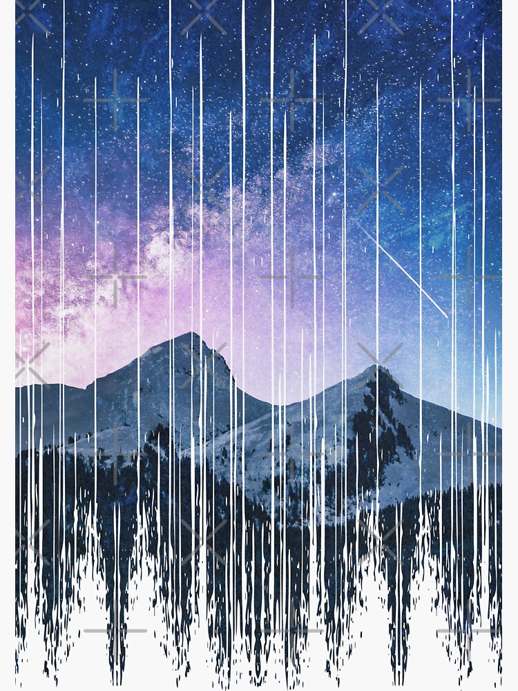 "Night Mountain Grunge Nature Drip" Sticker for Sale by SLCWearables ...