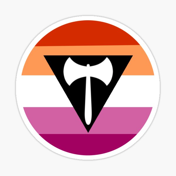 "Sunset Labrys Lesbian Pride Axe Flag Circle Sticker" Sticker for Sale ...