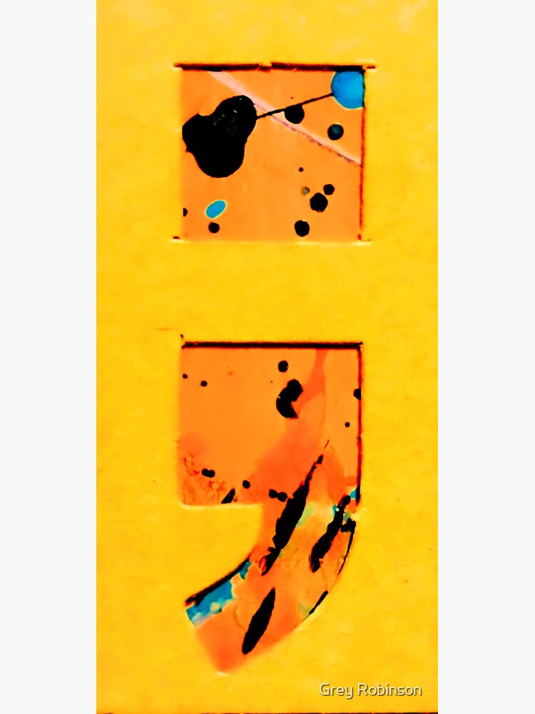 "Semicolon Symbol Orange abstract paint splatter survivor badge ...