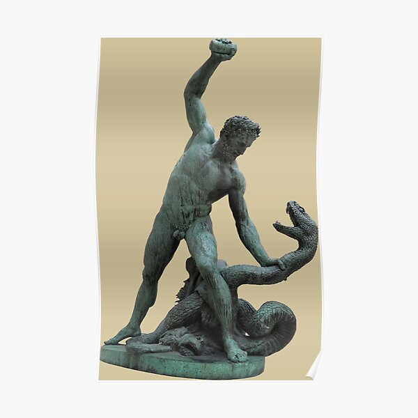 "Hercules fighting Acheloos transformed into a snake" Poster for Sale ...