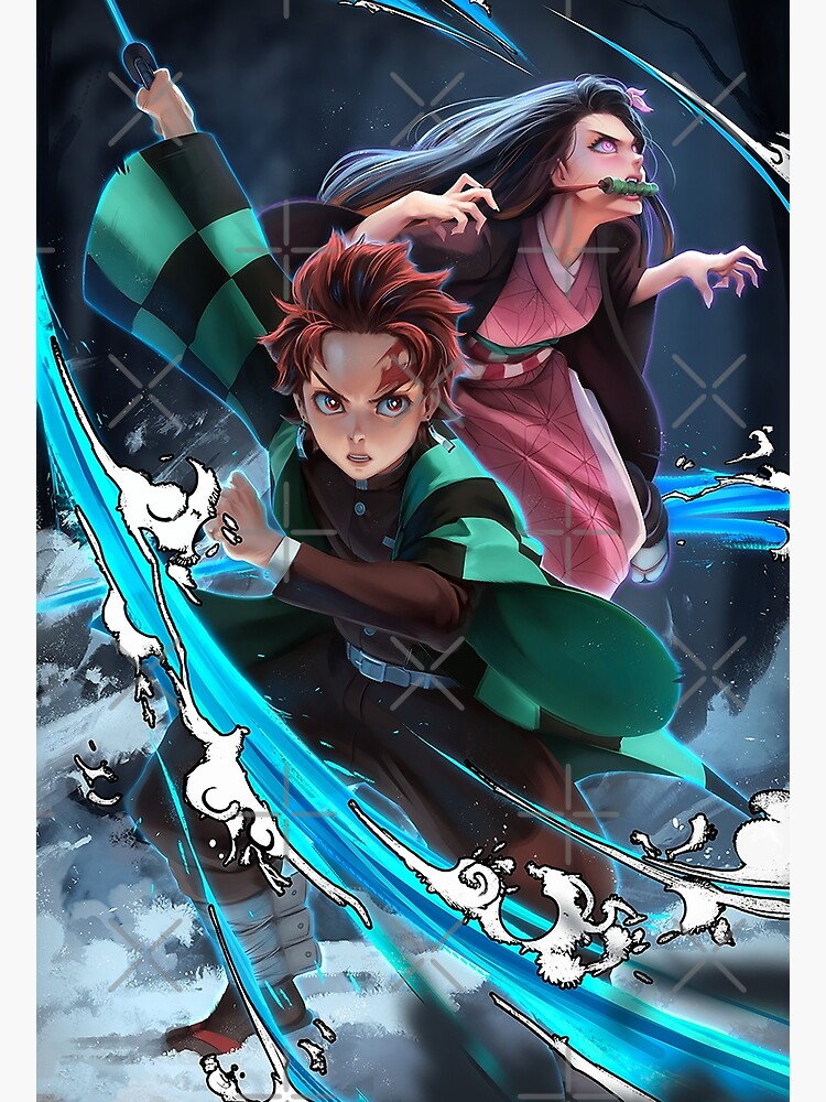 "demon slayer tanjiro and nezuko water attack" Art Print for Sale by ...