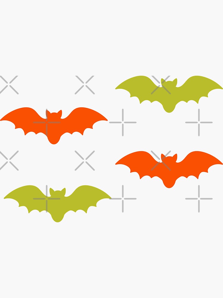 "Bats Tile (Green and Orange)" Sticker for Sale by ziafrazier | Redbubble