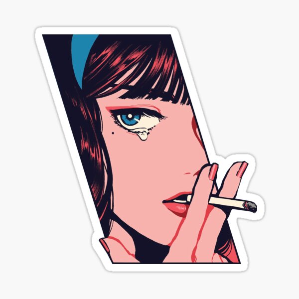 "Crying smoking girl" Sticker for Sale by PourElla | Redbubble
