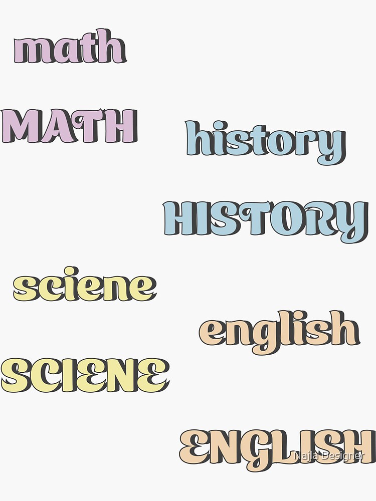 " Pastel School Subjects" Sticker for Sale by Jooly1413 | Redbubble