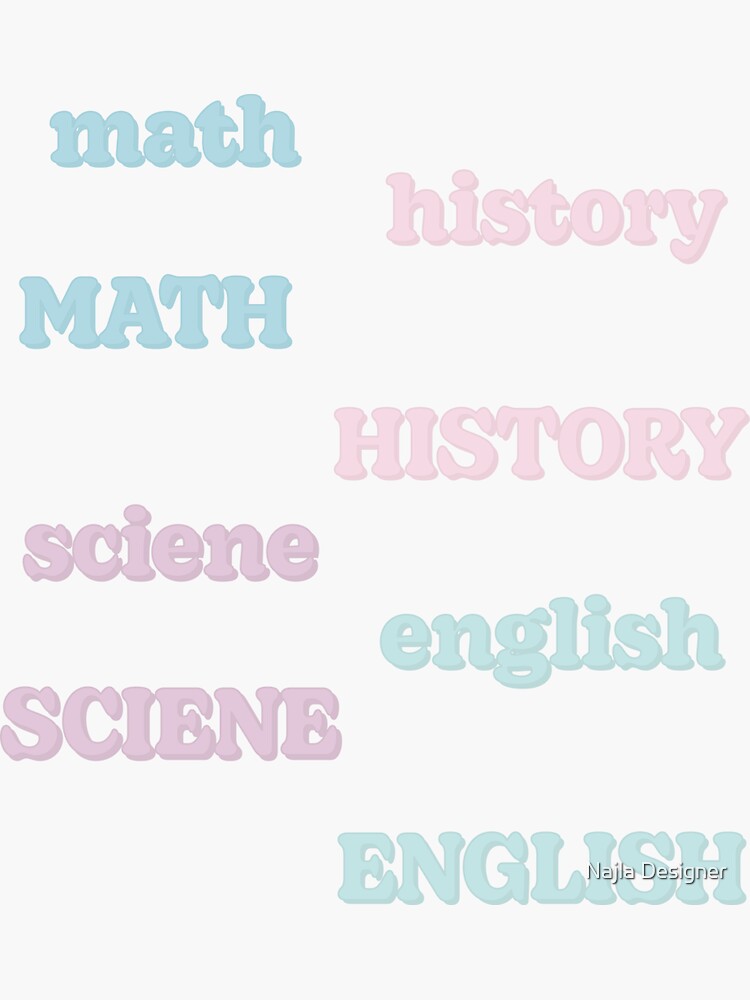"Pastel School Subjects" Sticker for Sale by Jooly1413 | Redbubble