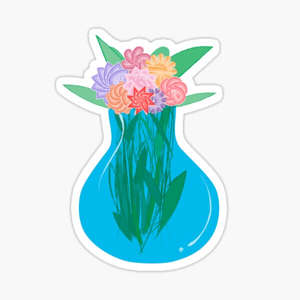 "Flower Vase Digital Art Sticker" Sticker for Sale by jskjdfk | Redbubble