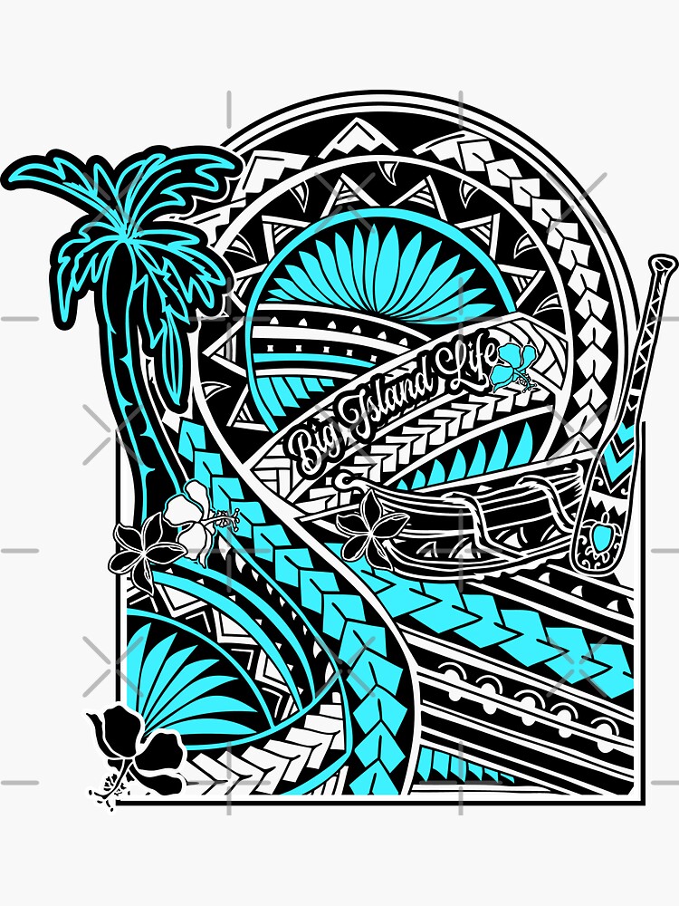"Vintage Big Island Hawaiian Touch Of Teal Tattoo " Sticker for Sale by ...