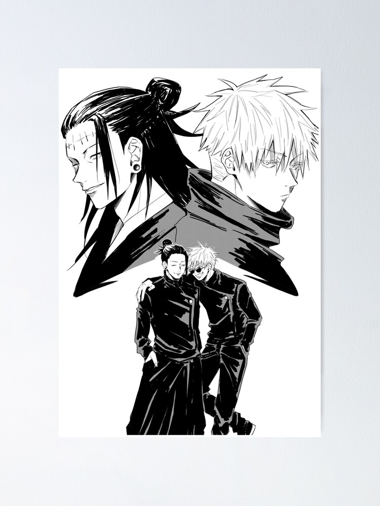 "Gojo Geto Black & White" Poster for Sale by BerserkerArmy | Redbubble