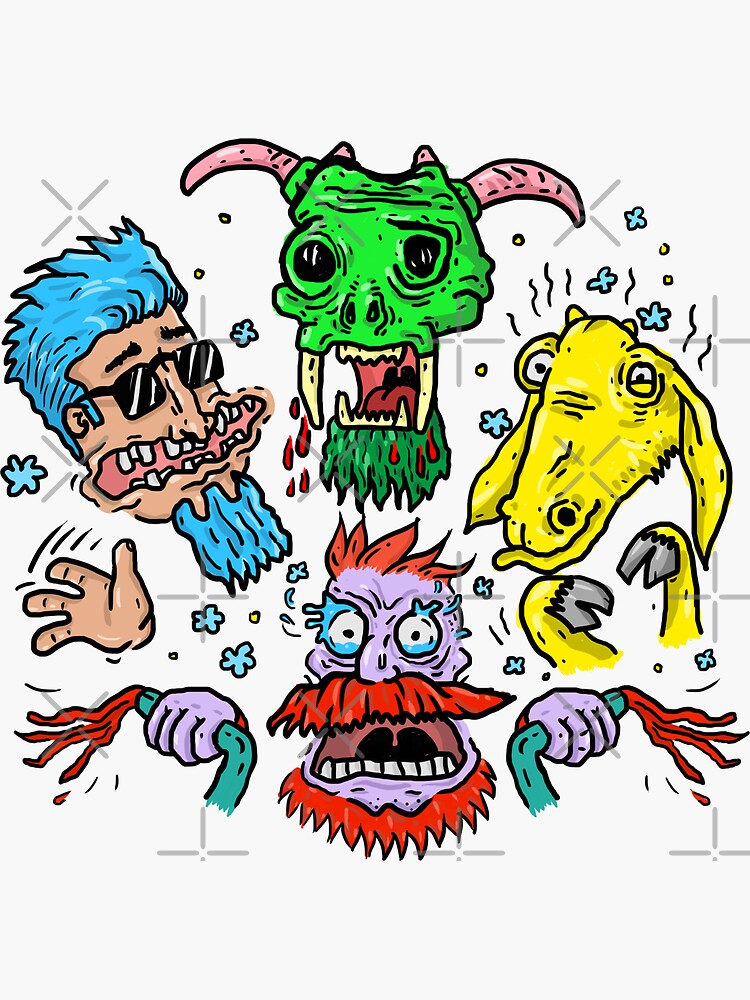 "Panic, monster, green, yellow, sheep, purple, face, nervous, fear ...