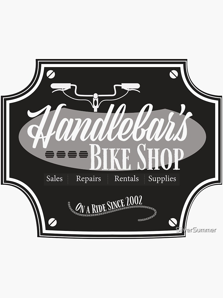 "Handlebars Bike Shop Logo Art" Sticker for Sale by SilverSummer ...