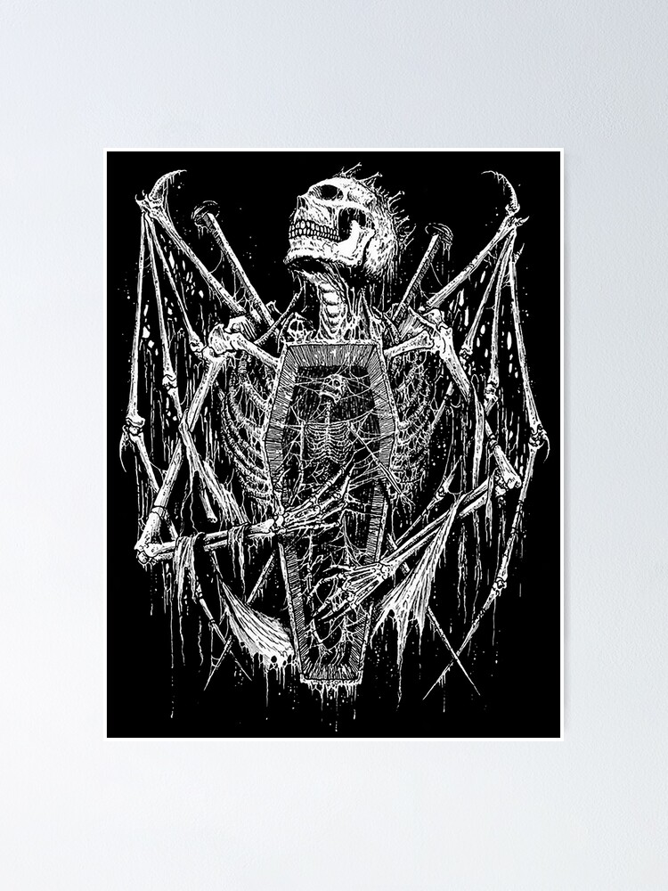 "Death Skeleton Demon Angel Coffin black white" Poster for Sale by ...